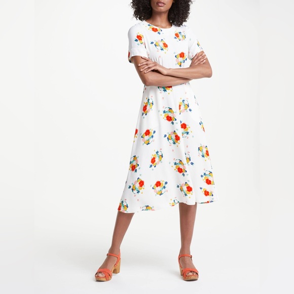 Boden | Dresses | Boden Ivory Blooming Bouquet Ruth Midi Dress Floral ...